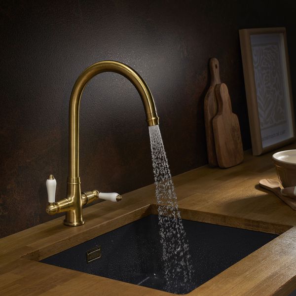 Clearwater Elegance C Twin Lever Brushed Bronze Twist & Spray Monobloc ...