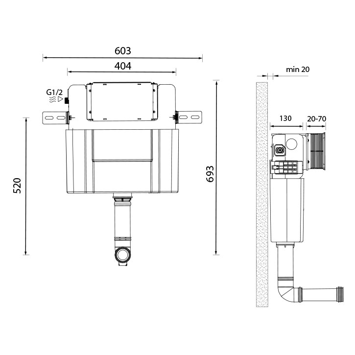 Abacus Dual Flush Concealed Cistern 980mm - EPWC-25-1505