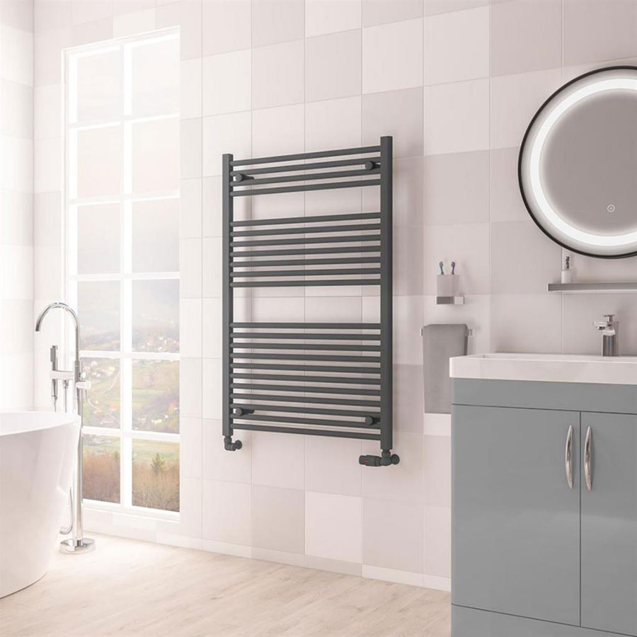 Eastbrook Biava Hidden Vent 1118 x 750 Straight Matt Anthracite Towel ...