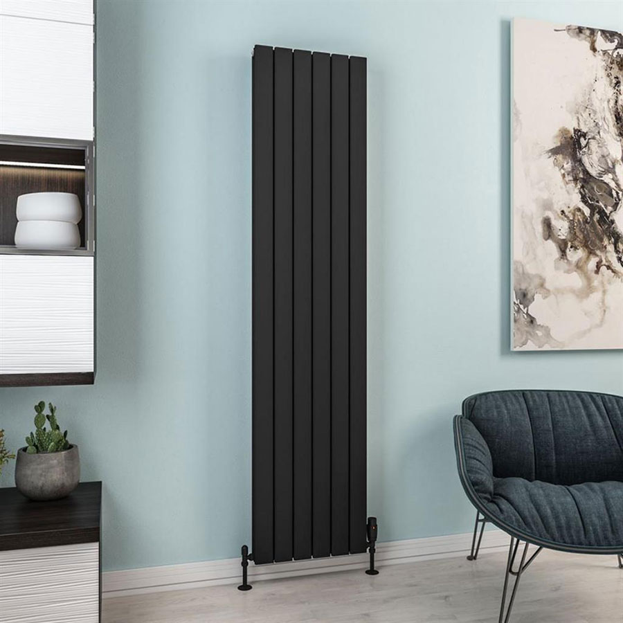 Eastbrook Hadleigh 1800 x 415 Matt Black Aluminium Designer Radiator ...