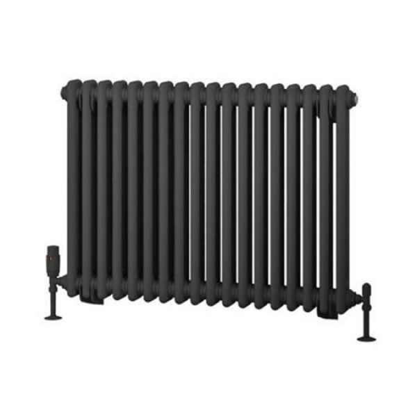 Eastbrook Rivassa 600 x 833 Matt Black 2 Column Radiator - 81.0215