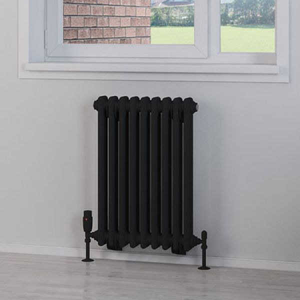 Eastbrook Rivassa 600 x 428 Matt Black 2 Column Radiator - 81.0210