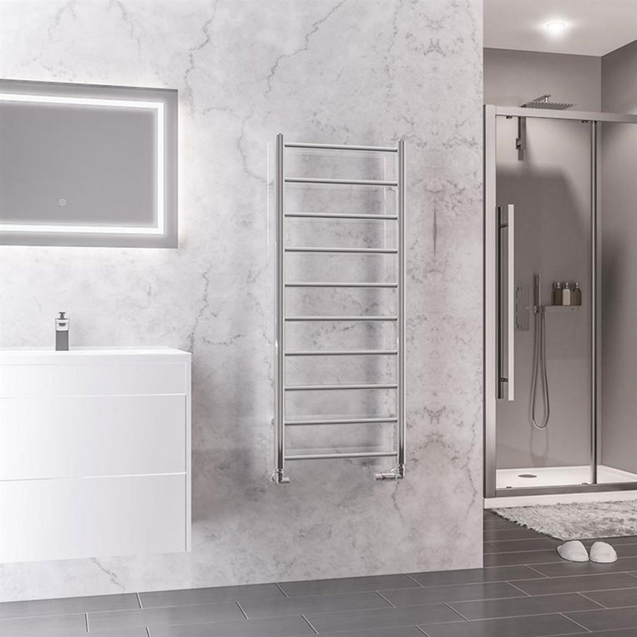 Eastbrook Tuscan Round 1200 x 500 Chrome Towel Rail - 89.1598