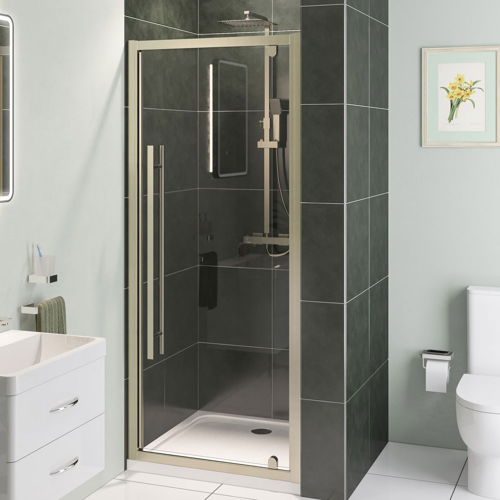 Eastbrook Vantage 2000 Brushed Brass Pivot Shower Door 800mm 49 5011