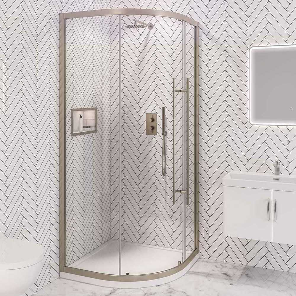 Eastbrook Vantage 2000 Brushed Brass Quadrant Shower Enclosure 800 X