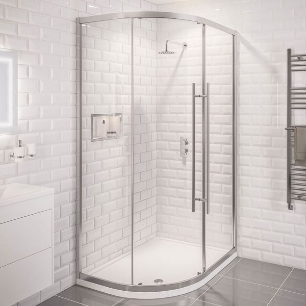Eastbrook Vantage 2000 Chrome Offset Quadrant Shower Enclosure 1000 x 760mm - 49.0067