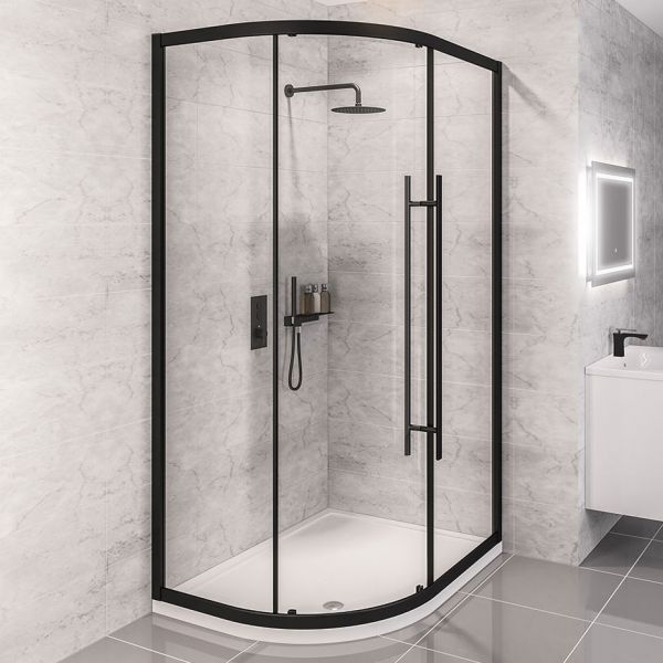 Eastbrook Vantage 2000 Matt Black Offset Quadrant Shower Enclosure 900