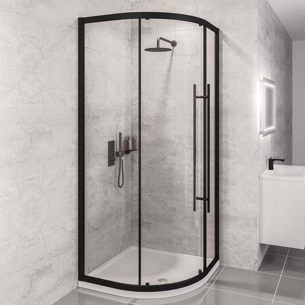 Eastbrook Vantage 2000 Matt Black Quadrant Shower Enclosure 900 X 900mm