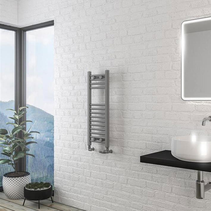 Eastbrook Wingrave 800 x 300mm Straight Matt Grey Towel Rail - 89.1415