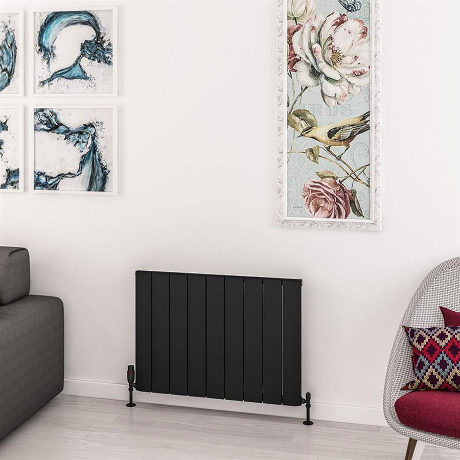 Eastbrook Withington 600 x 850 Matt Black Aluminium Designer Radiator ...