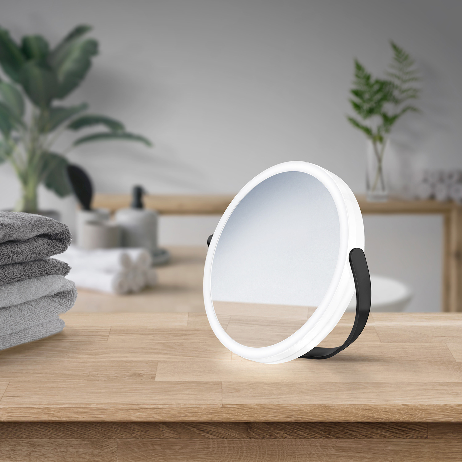 Smedbo Outline Black Freestanding LED Cosmetic Mirror FB444