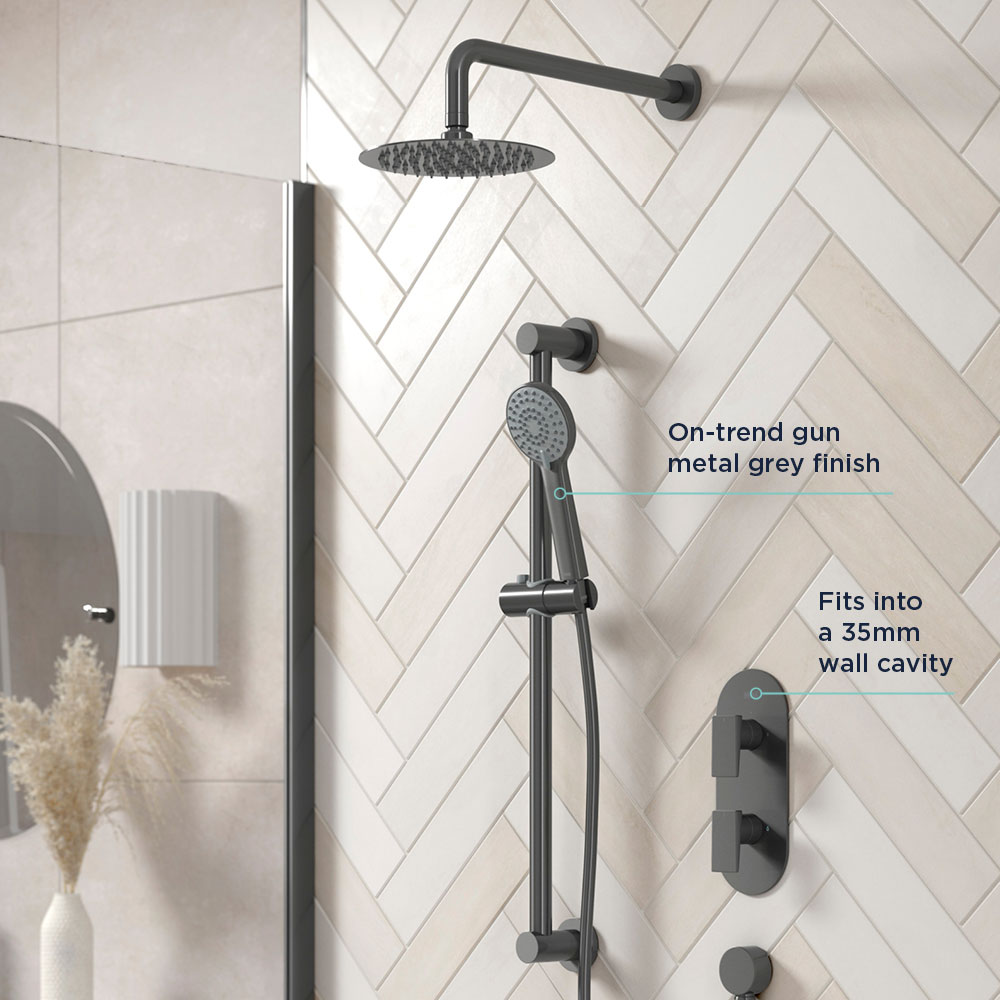 Bristan Frammento Gun Metal Two Outlet Shower Pack FRAMMENTO GM SHWR PK ...