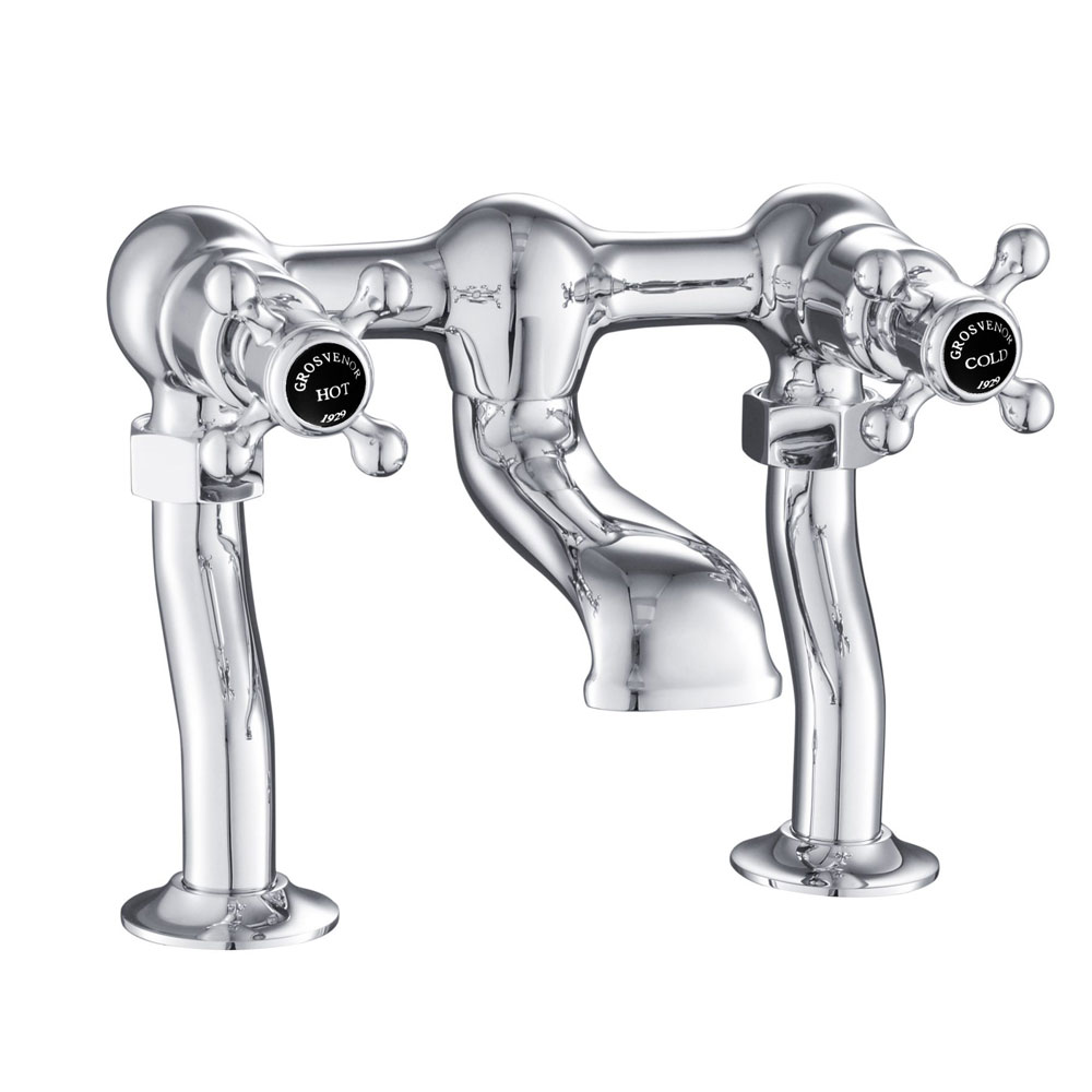 JTP Grosvenor Cross Chrome Deck Mounted Bath Filler Tap with Black Indices - GB76223