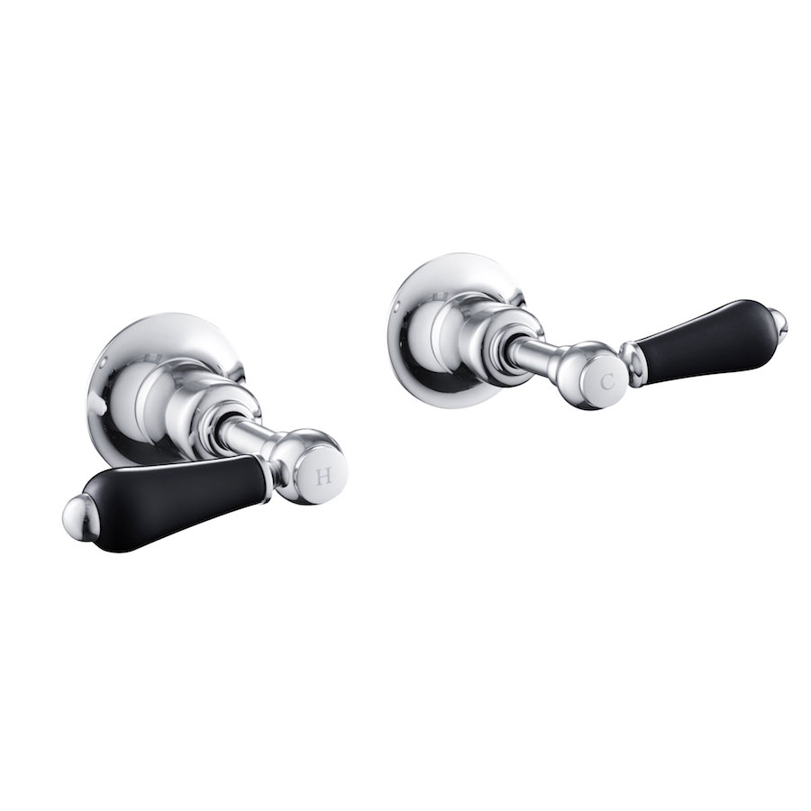 JTP Grosvenor Lever Chrome Wall Mounted Valves with Black Levers - GB85089