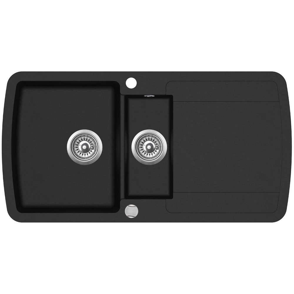 Clearwater Gemini 1.5 One and a Half Bowl Inset Jet Granite Kitchen ...