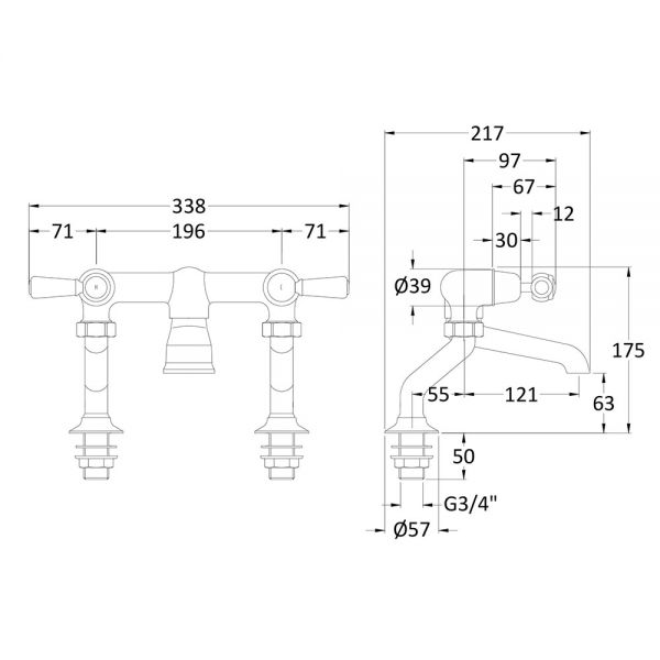 Hudson Reed Topaz Lever Bath Filler Tap - Chrome - BC403DL at Homesupply UK
