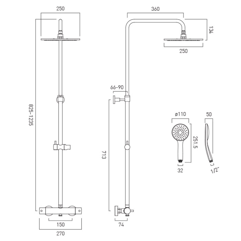 Vado Individual Nebula Brushed Black Thermostatic Exposed Bar Valve ...