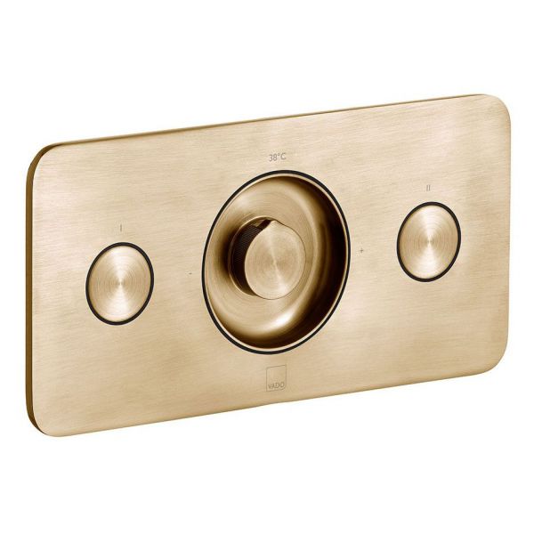 Vado Individual Zone Horizontal Brushed Gold 2 Outlet Push Button ... Vado Individual Zone Horizontal Brushed Gold 2 Outlet Push Button ...