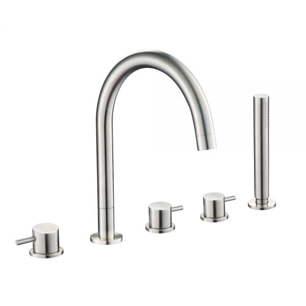 JTP Inox Stainless Steel 5 Hole Deck Mounted Bath Shower Mixer Tap - IX277A