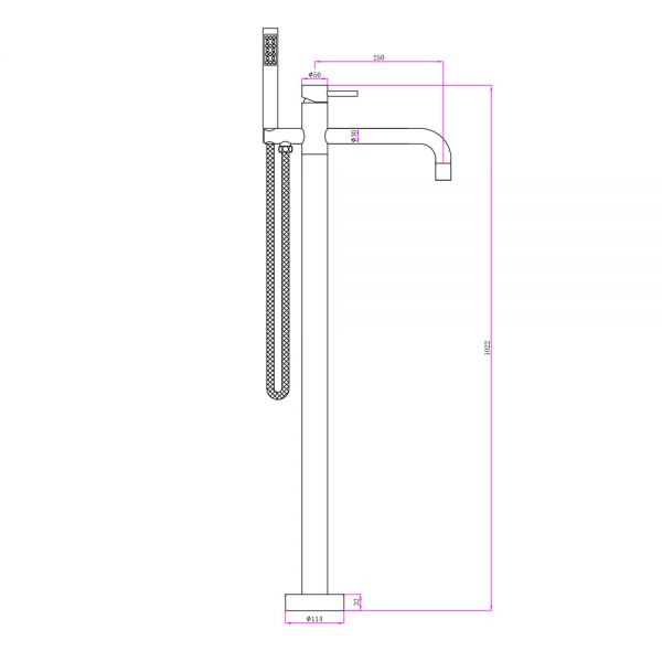 JTP Inox Stainless Steel Floor Standing Bath Shower Mixer Tap - IX534