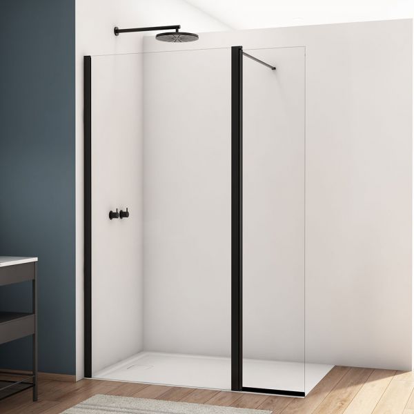 Kudos Divera Black Walk In Shower Panel 1000mm Wide - K22F11000607-0001