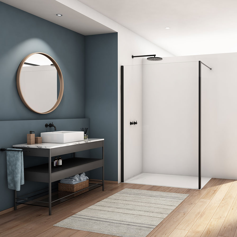 Kudos Divera Black Walk In Shower Panel 1200mm Wide - K22F11200607-0001