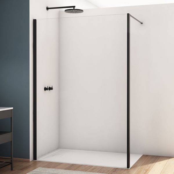 Kudos Divera Black Walk In Shower Panel 1000mm Wide - K22F11000607-0001