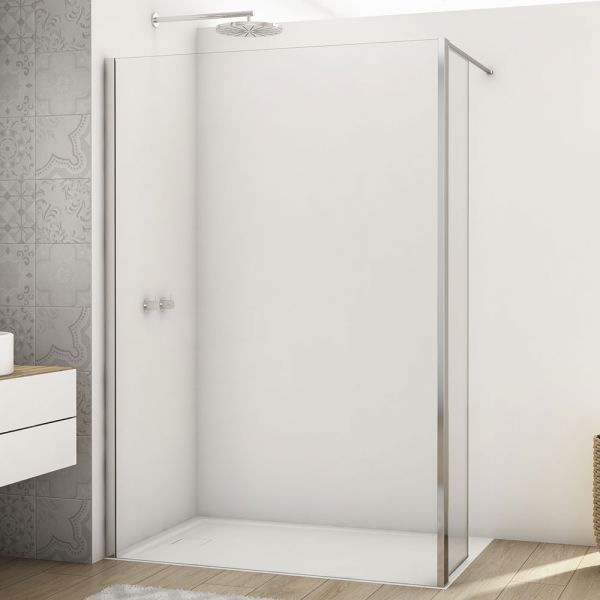 Kudos Divera Chrome Walk In Shower Panel 1400mm Wide - K22F11405007-0001