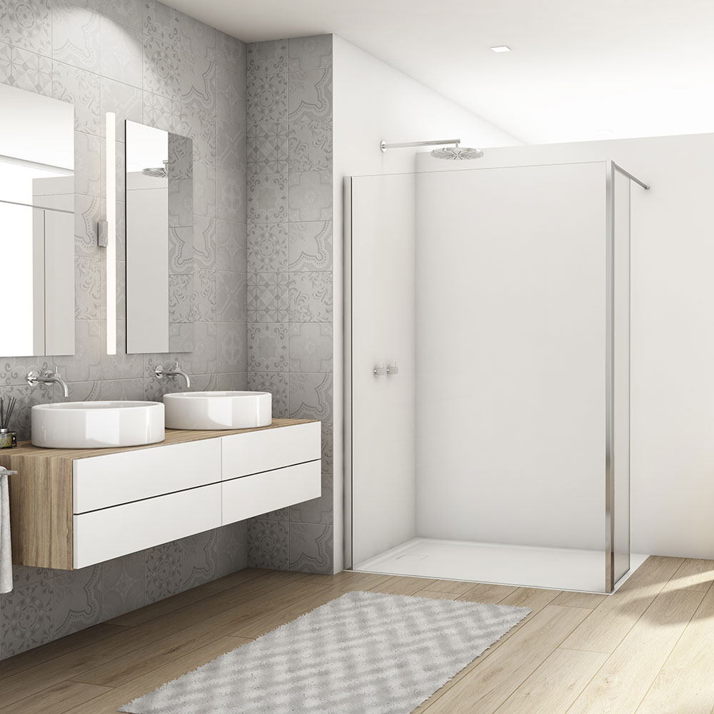 Kudos Divera Chrome Walk In Shower Panel 1200mm Wide - K22F11205007-0001