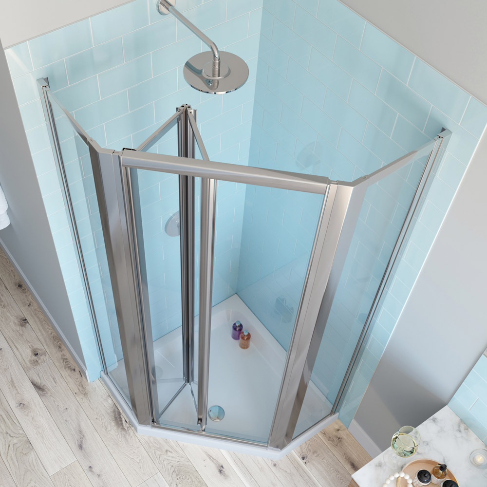 Lakes Classic Framed Or Semi Frameless Pentagon Shower Enclosure Silver