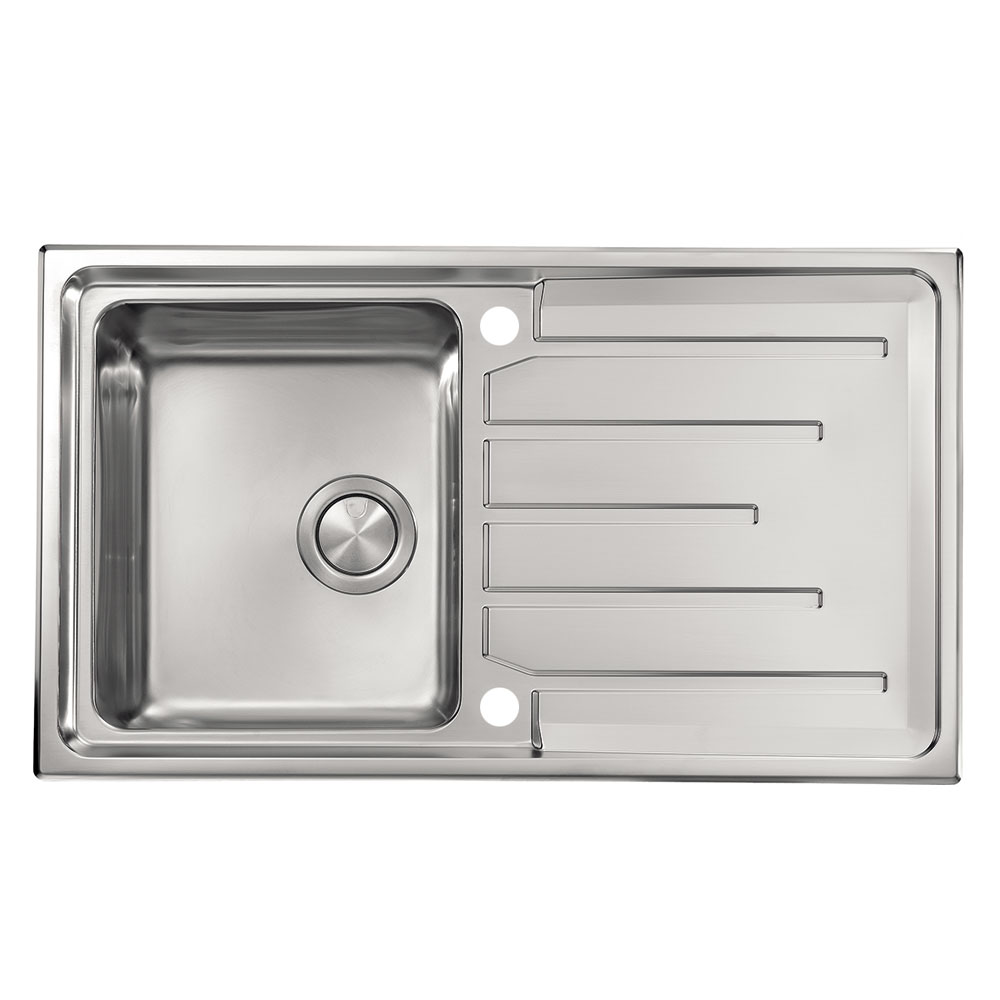 Clearwater Monza 1 Bowl Inset Stainless Steel Kitchen Sink with Drainer ...