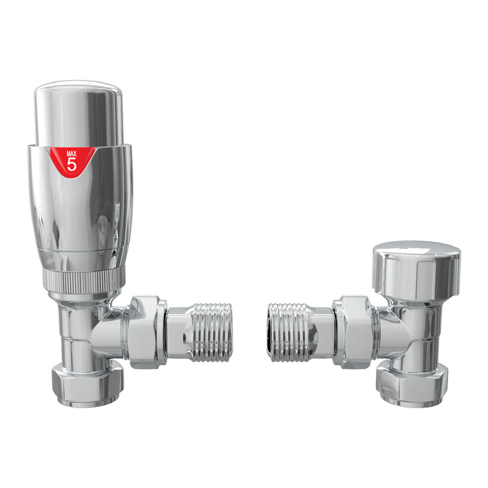Moods Chrome Angled Thermostatic Radiator Valves - MOOD103021