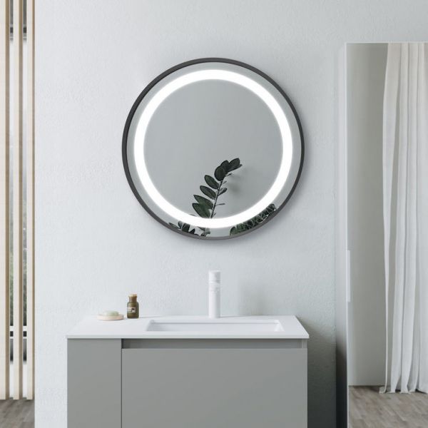 Moods Spirit 600mm Round Mirror Matt Black - MOOD106252