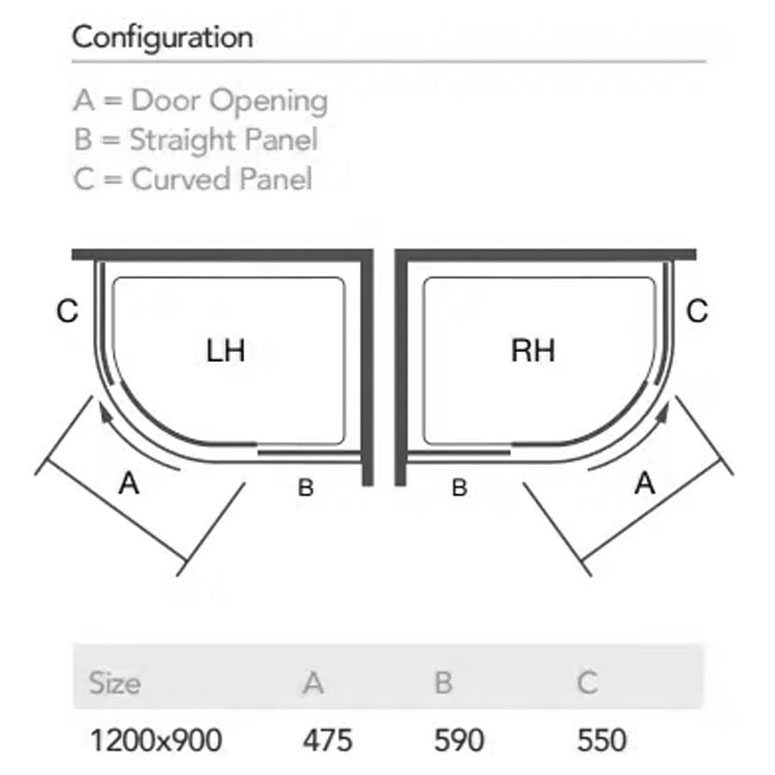 Merlyn Ionic Essence Frameless Black Offset Quadrant Shower Enclosure ...