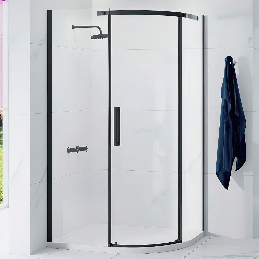 Merlyn Ionic Essence Frameless Black Offset Quadrant Shower Enclosure ...