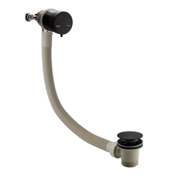Moods Black Overflow Bath Filler Waste with Integrated Valve - MOOD108977