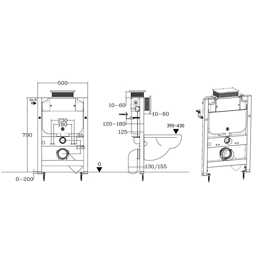 Moods Low Height WC Frame and Dual Flush Cistern 790mm - MOOD109016