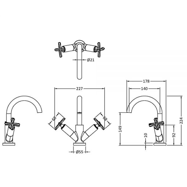 Nuie Aztec Basin Mixer Tap - Chrome - CLX315 at Homesupply UK