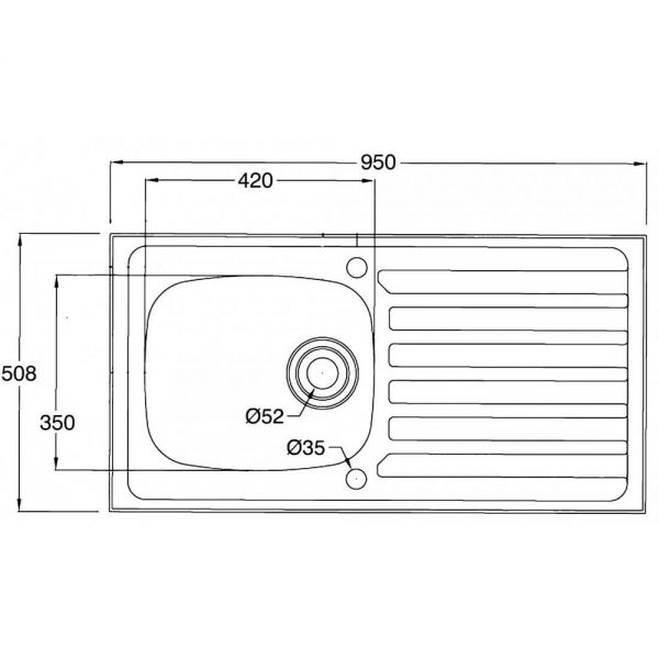 Clearwater Contract Shallow 1 Bowl Inset Stainless Steel Kitchen Sink ...