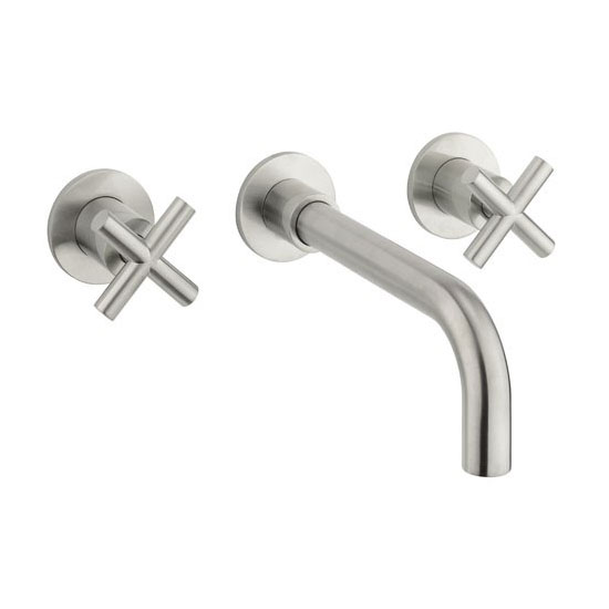 Crosswater Mpro Brushed Stainless Steel 3 Hole Wall Mounted Basin Mixer