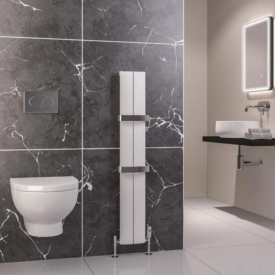 Eastbrook Preston 1200 x 185 Matt White Aluminium Designer Radiator ...