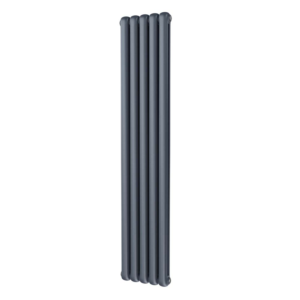 Riviera Round Top 1800 x 368 Anthracite 2 Column Vertical Radiator - DR ...