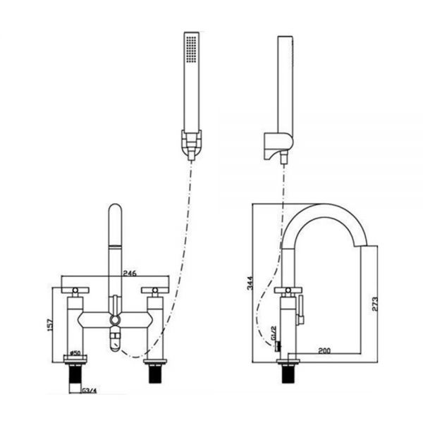 Rak Ella Bath Shower Mixer Tap - Chrome - RAKELL3005 at Homesupply UK