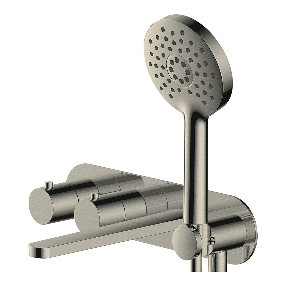 Rak Petit Round Thermostatic Bath Shower Mixer Tap - Brushed Nickel ...