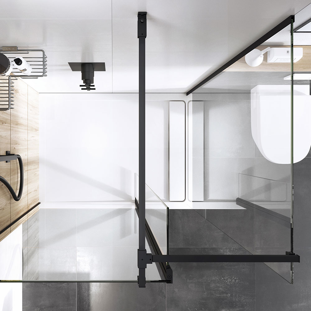 Roman Showers Select 8mm Black Walk In Wetroom Shower Panel 600mm Wide