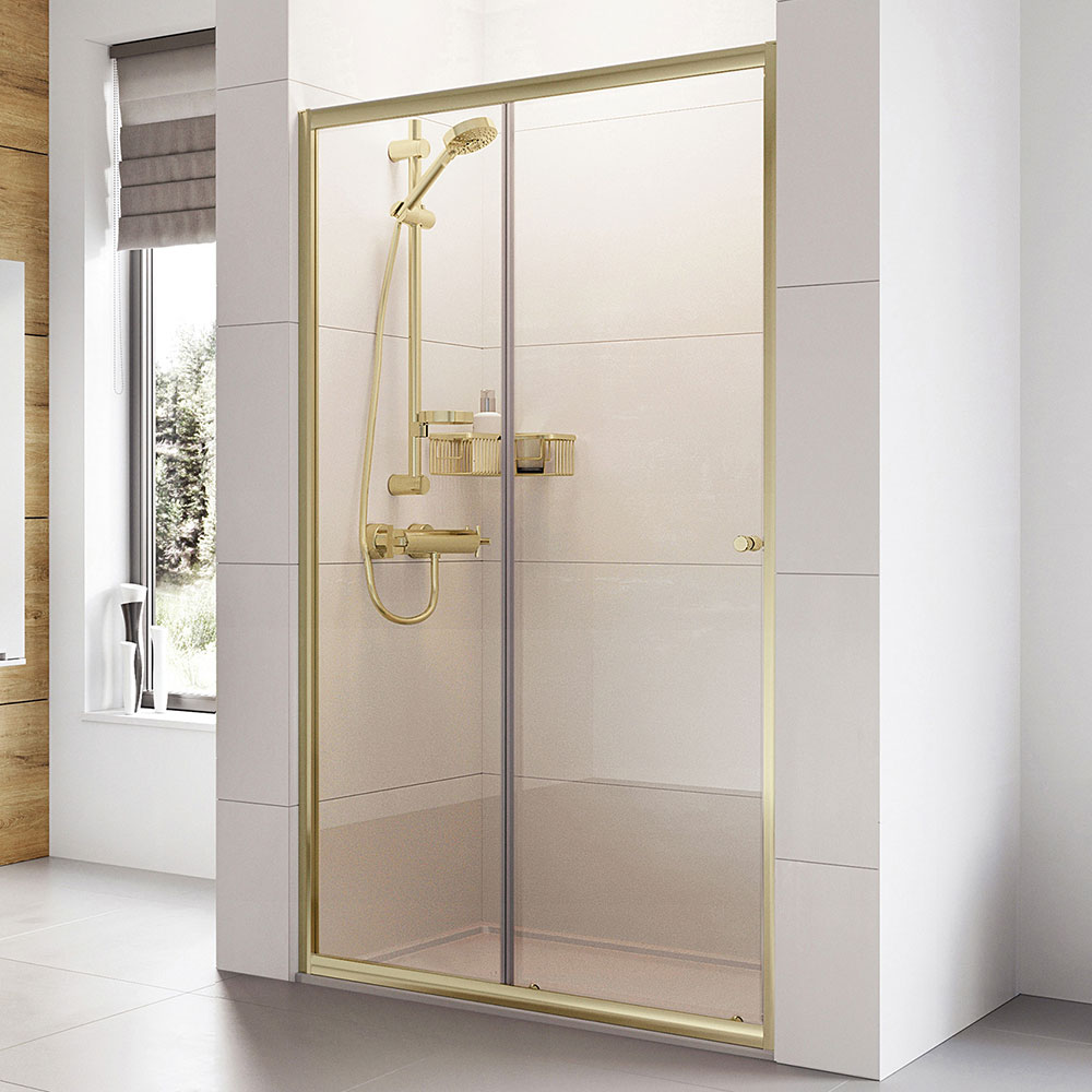 Roman Showers Haven 6 Brushed Brass Sliding Shower Door 1000mm - H3S10CBR
