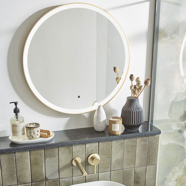 Roper Rhodes Frame Brushed Brass 800mm Illuminated Circular Bathroom ...