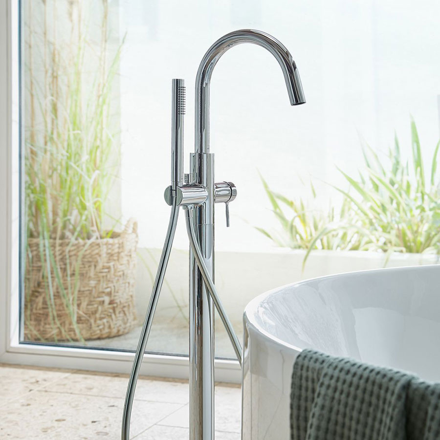 Vado Safari Chrome Floor Mounted Bath Shower Mixer Tap - SAF-133-CP