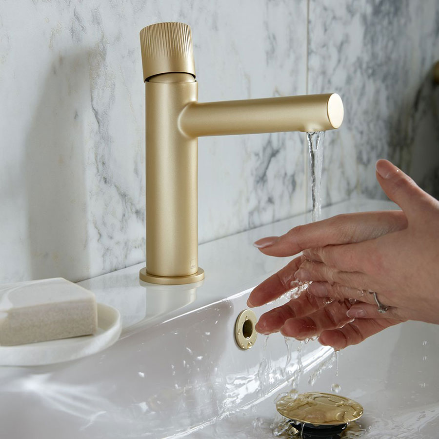 Vado Safari Leverless Satin Brass Mono Basin Mixer Tap - SAF-200-SB-SBR