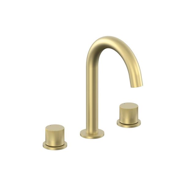 Vado Safari Satin Brass Deck Mounted 3 Hole Leverless Basin Mixer Tap ...